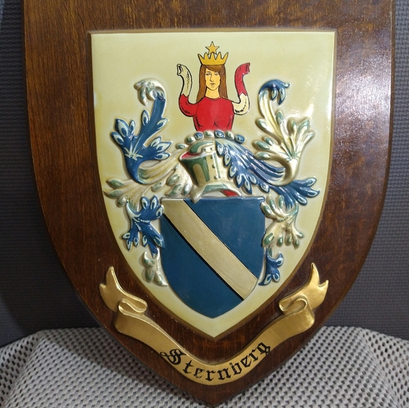 Wall Decor | Vintage Sternberg Family Crest Coat Of Arms Wood Plaque ...